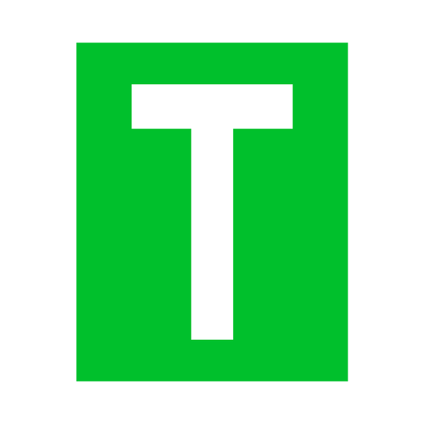 Green Letter T Sticker | Safety-Label.co.uk