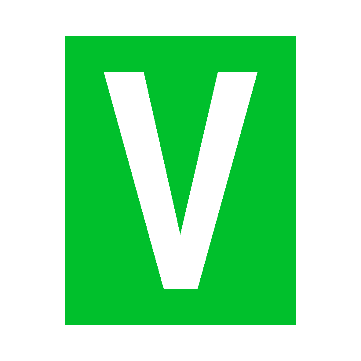 Green Letter V Sticker | Safety-Label.co.uk