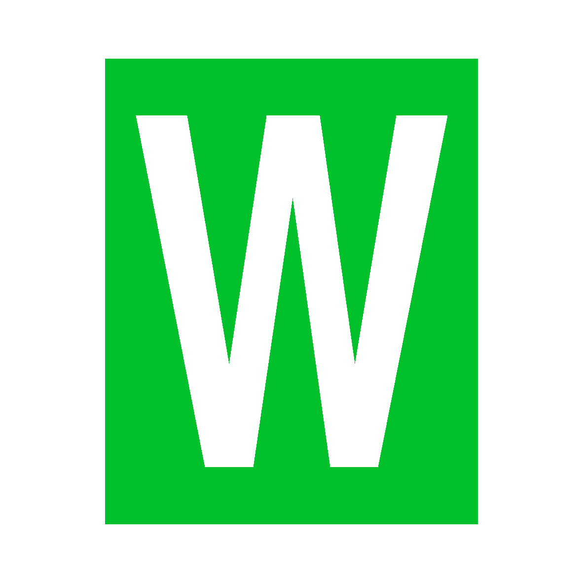 Green Letter W Sticker | Safety-Label.co.uk