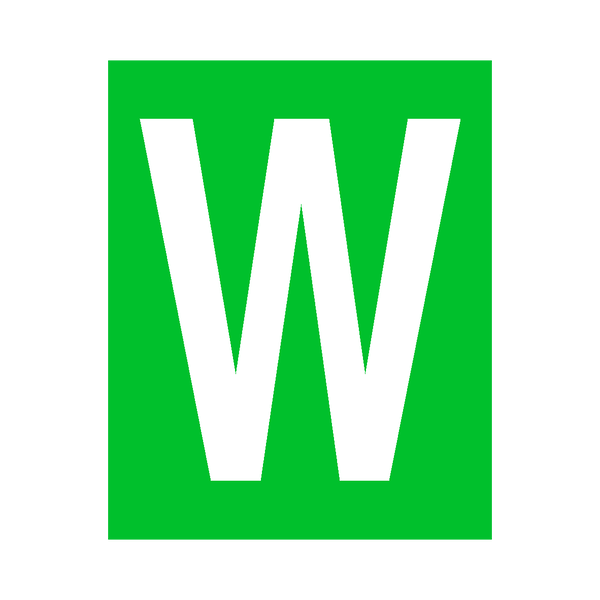 Green Letter W Sticker | Safety-Label.co.uk