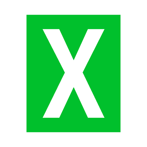 Green Letter X Sticker | Safety-Label.co.uk