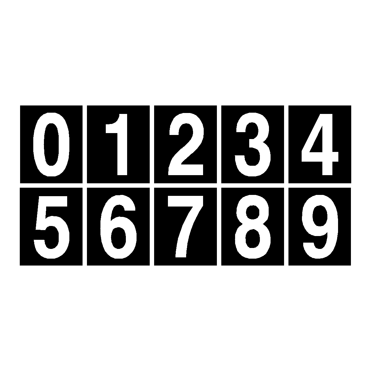 White Number Sticker Pack 0 to 9 | Safety-Label.co.uk
