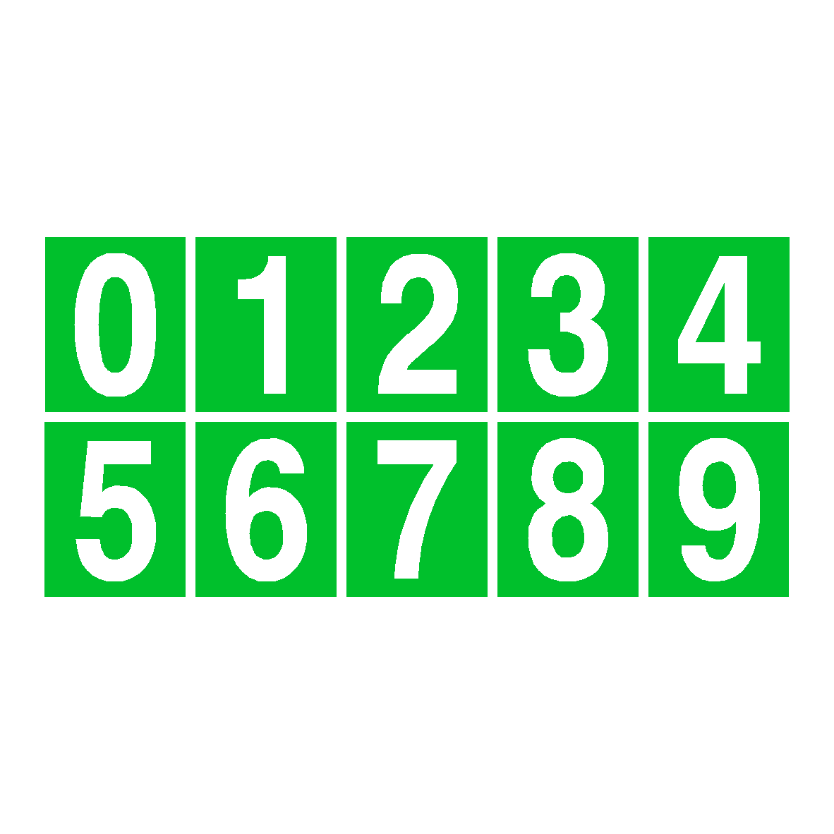 Green Number Sticker Pack 0 to 9 | Safety-Label.co.uk