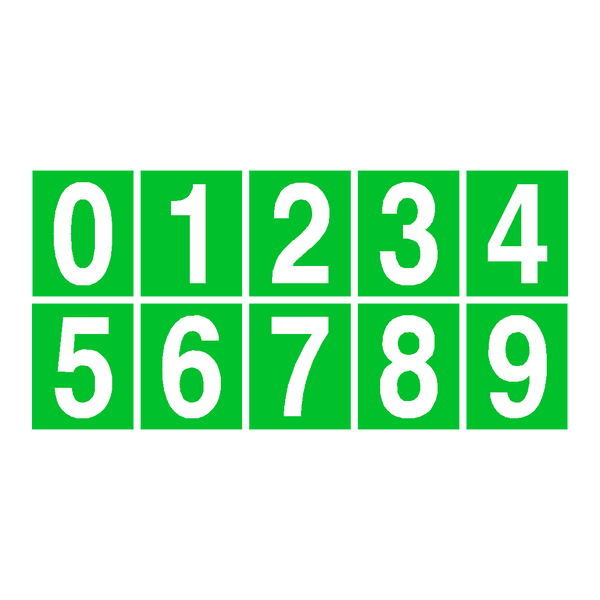 Green Number Sticker Pack 0 to 9 | Safety-Label.co.uk