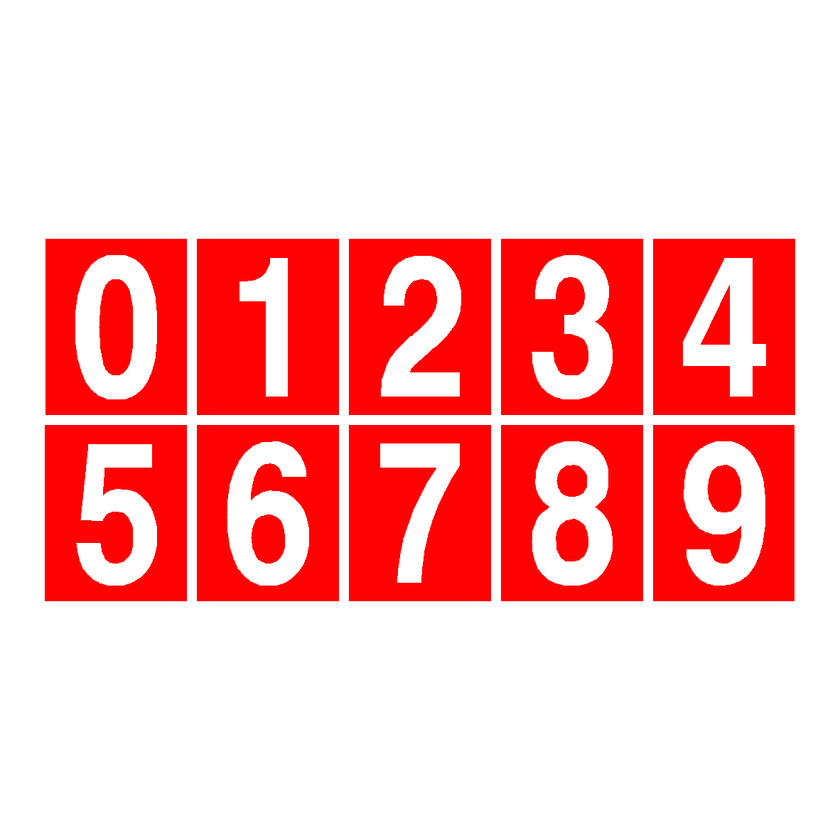 Red Number Sticker Pack 0 to 9
