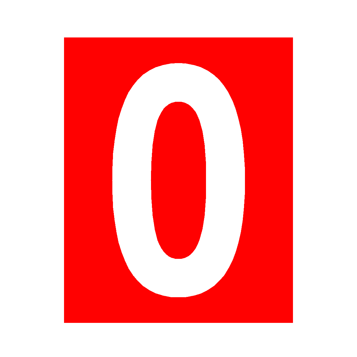 Red Number 0 Sticker | Safety-Label.co.uk