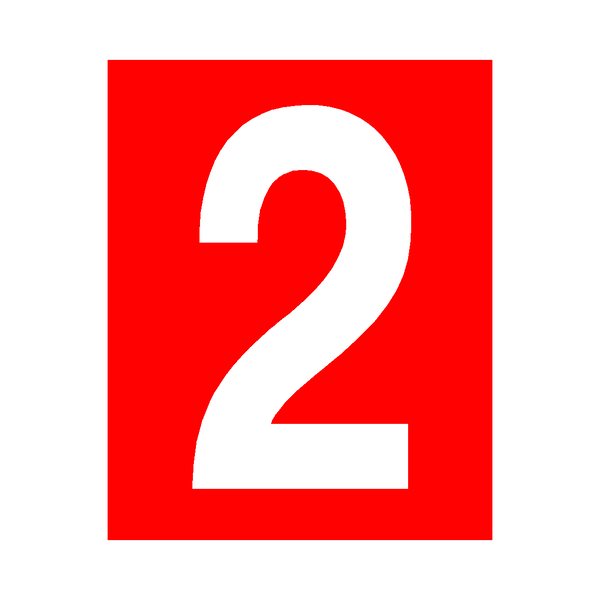 Red Number 2 Sticker | Safety-Label.co.uk