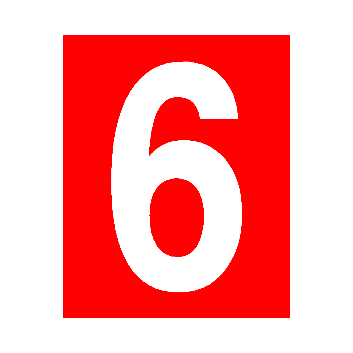 Red Number 6 Sticker | Safety-Label.co.uk