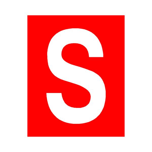 Red Letter S Sticker | Safety-Label.co.uk